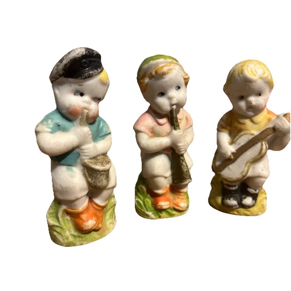 Toys | 3 Vtg Porcelain 25 Figurines Boys Playing Musical Instruments ...